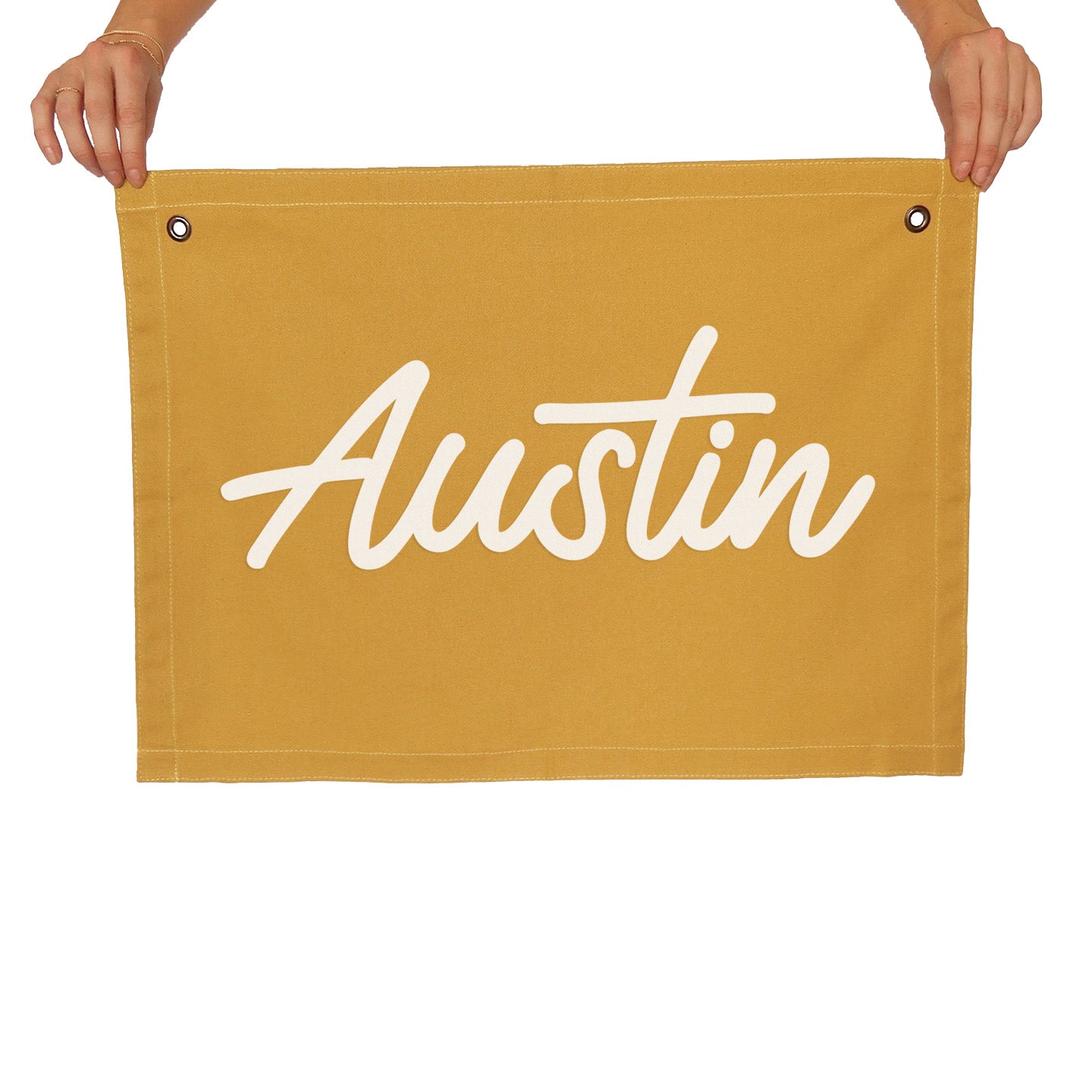 Austin Cursive Large Canvas Flag – Frankie Jean